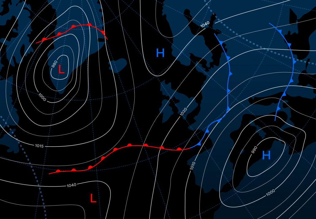 Forecast weather isobar map - NUSTEM